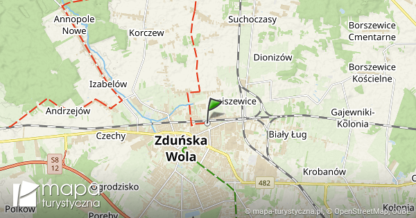 Zduńska Wola, dworzec kolejowy - mapa szlaków turystycznych | mapa ...