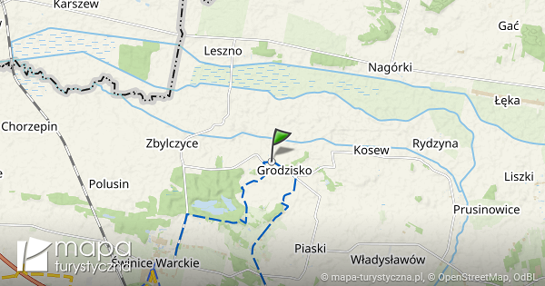 Grodzisko - mapa szlaków turystycznych | mapa-turystyczna.pl