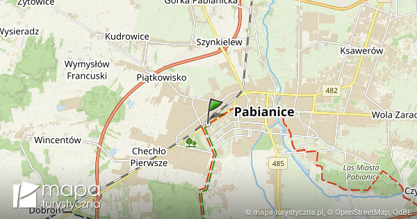 Pabianice, dworzec kolejowy - mapa szlaków turystycznych | mapa ...