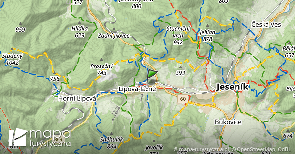 Lipová-lázně - mapa szlaków turystycznych | mapa-turystyczna.pl