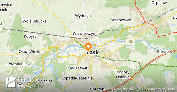 Łask - mapa szlaków turystycznych | mapa-turystyczna.pl