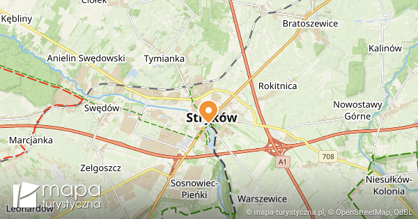 Stryków, ul. Targowa - mapa szlaków turystycznych | mapa-turystyczna.pl