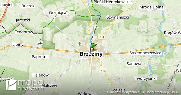 Brzeziny - mapa szlaków turystycznych | mapa-turystyczna.pl