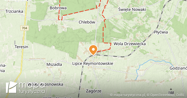 Lipce Reymontowskie - mapa szlaków turystycznych | mapa-turystyczna.pl