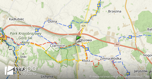 Parking leśny - mapa szlaków turystycznych | mapa-turystyczna.pl