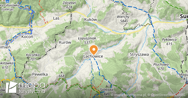 Lachowice, szkoła - mapa szlaków turystycznych | mapa-turystyczna.pl