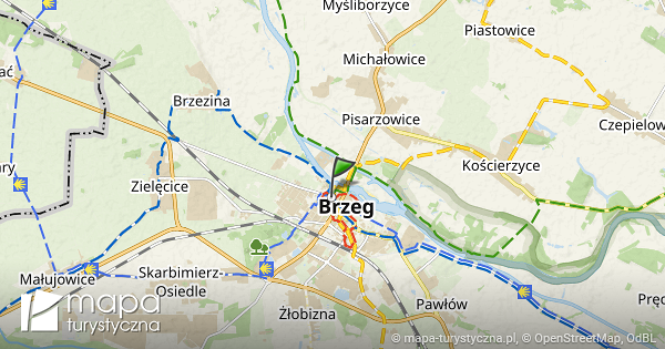 Brzeg, Zamek Piastów Śląskich - mapa szlaków turystycznych | mapa ...