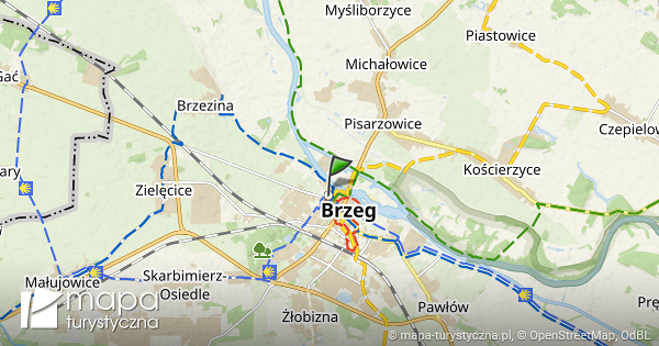 Brzeg, ul. Oławska - mapa szlaków turystycznych | mapa-turystyczna.pl
