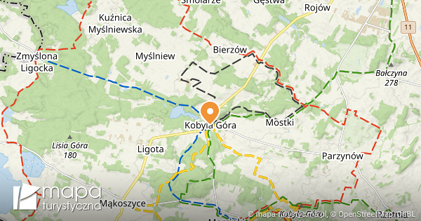 Kobyla Góra - mapa szlaków turystycznych | mapa-turystyczna.pl