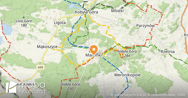 Marcinki - mapa szlaków turystycznych | mapa-turystyczna.pl