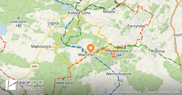 Marcinki - mapa szlaków turystycznych | mapa-turystyczna.pl
