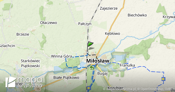 Miłosław, dworzec kolejowy - mapa szlaków turystycznych | mapa ...