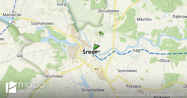 Śrem - mapa szlaków turystycznych | mapa-turystyczna.pl