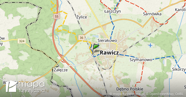 Rawicz, dworzec kolejowy - mapa szlaków turystycznych | mapa-turystyczna.pl