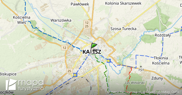 Kalisz, kościół św. Stanisława Męczennika - mapa szlaków turystycznych ...