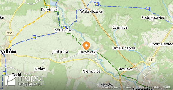 Kurozwęki - mapa szlaków turystycznych | mapa-turystyczna.pl