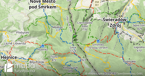 Smrk - mapa szlaków turystycznych | mapa-turystyczna.pl