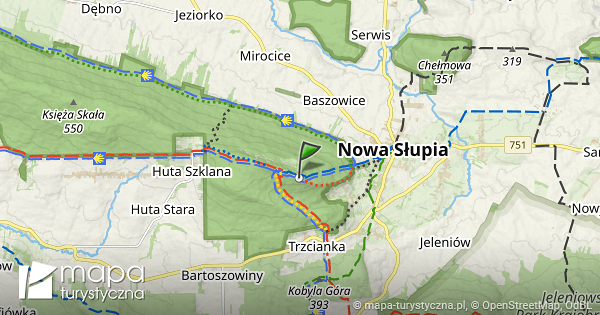 Święty Krzyż, grota Matki Bożej - mapa szlaków turystycznych | mapa ...