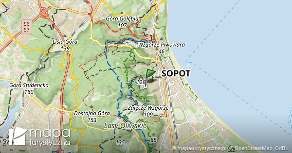 Sopot, Osiedle Mickiewicza - mapa szlaków turystycznych | mapa ...