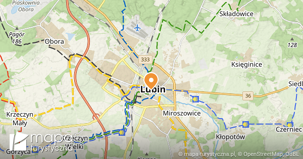 Lubin, kościół Matki Bożej Częstochowskiej - mapa szlaków turystycznych ...