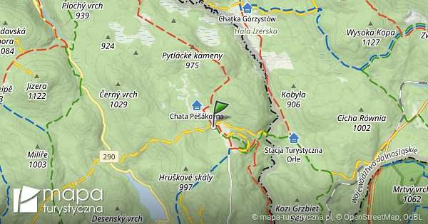 Jizerka - mapa szlaków turystycznych | mapa-turystyczna.pl