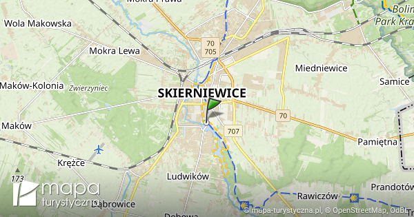 Skierniewice, koszary wojskowe - mapa szlaków turystycznych | mapa ...