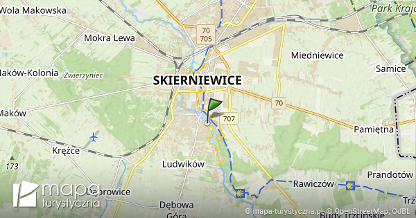 Skierniewice, Zalew Zadębie - mapa szlaków turystycznych | mapa ...