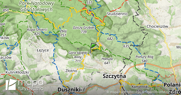 Góra Świętej Anny, granica parku narodowego - mapa szlaków ...