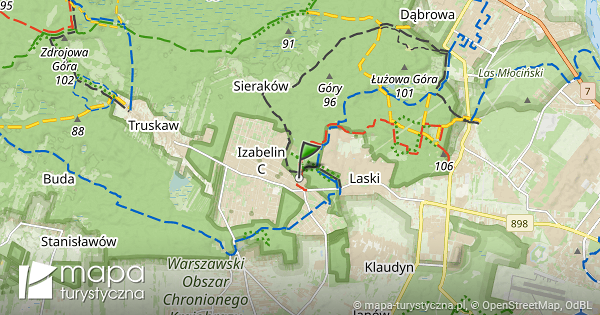 Izabelin B, ul. Leśna Polana - mapa szlaków turystycznych | mapa ...