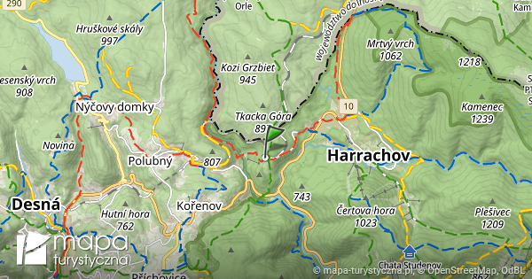Harrachov, železniční stanice - mapa szlaków turystycznych | mapa ...