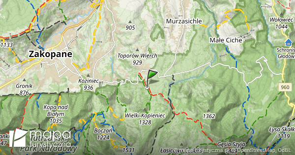 Toporowa Cyrhla, kasa TPN - mapa szlaków turystycznych | mapa ...
