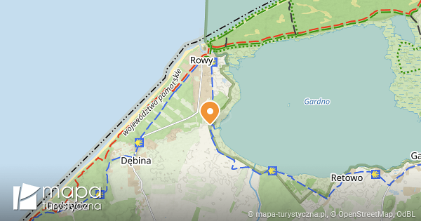 Rowy, ul. Łąkowa, granica parku narodowego - mapa szlaków turystycznych ...