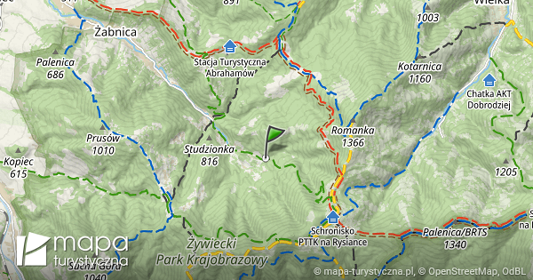 Żabnica, Kolonia - mapa szlaków turystycznych | mapa-turystyczna.pl