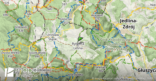 Rybnica Leśna - mapa szlaków turystycznych | mapa-turystyczna.pl
