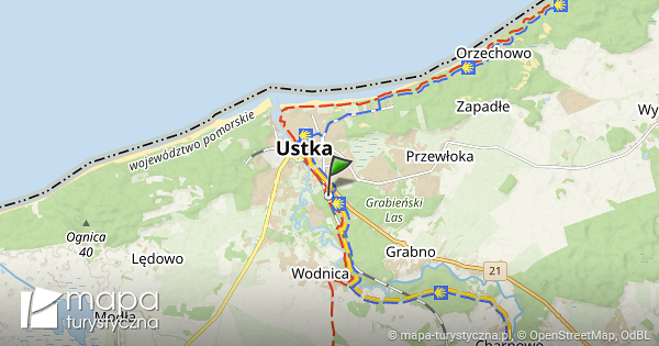 Ustka, ul. Ogrodowa - mapa szlaków turystycznych | mapa-turystyczna.pl