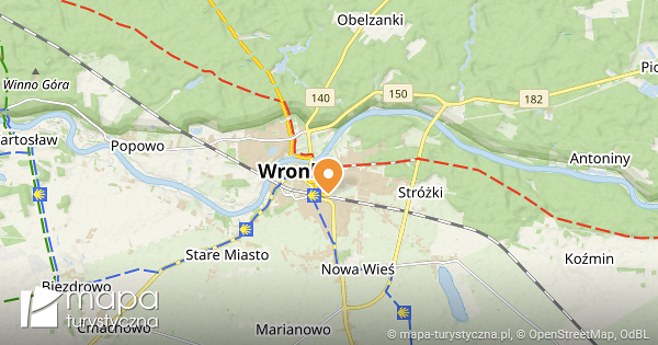 Wronki, dworzec kolejowy - mapa szlaków turystycznych | mapa-turystyczna.pl