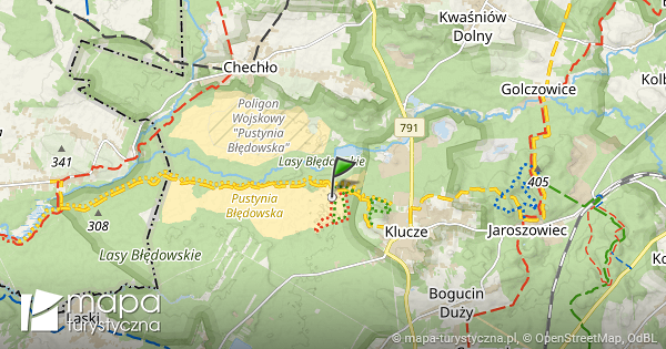 Pustynia Błędowska, platforma widokowa - mapa szlaków turystycznych ...
