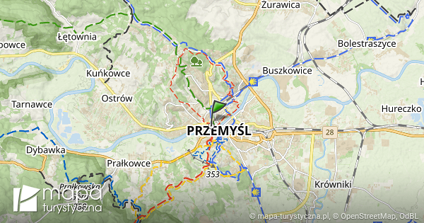 Przemyśl, Most Orląt Przemyskich - mapa szlaków turystycznych | mapa ...