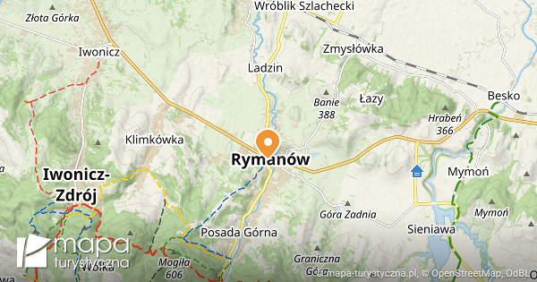 Rymanów - mapa szlaków turystycznych | mapa-turystyczna.pl