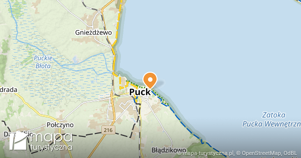 Puck, plaża - mapa szlaków turystycznych | mapa-turystyczna.pl
