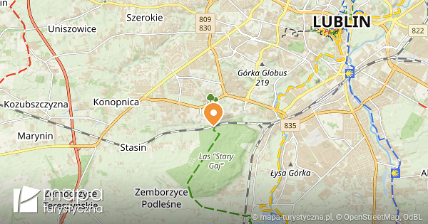 Lublin Zachodni, dworzec kolejowy - mapa szlaków turystycznych | mapa ...