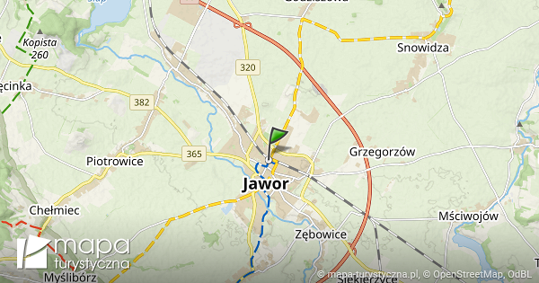 Jawor - mapa szlaków turystycznych | mapa-turystyczna.pl
