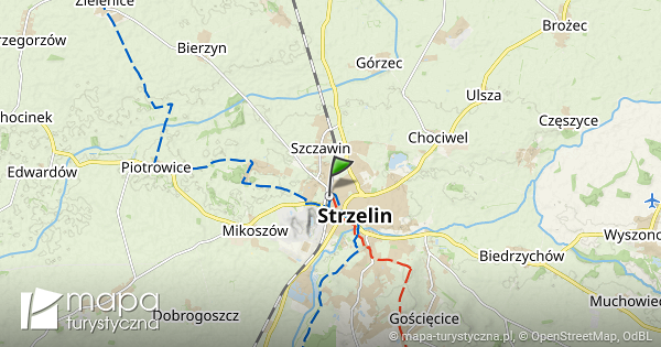 Strzelin, stacja kolejowa - mapa szlaków turystycznych | mapa ...
