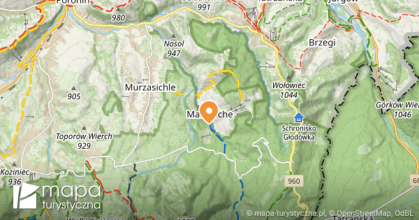 Małe Ciche - mapa szlaków turystycznych | mapa-turystyczna.pl