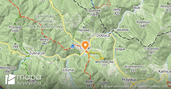 Cisna - mapa szlaków turystycznych | mapa-turystyczna.pl