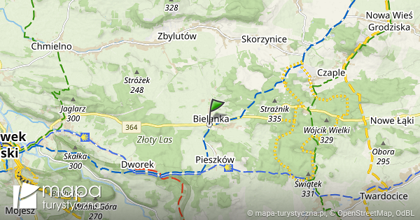 Bielanka - mapa szlaków turystycznych | mapa-turystyczna.pl