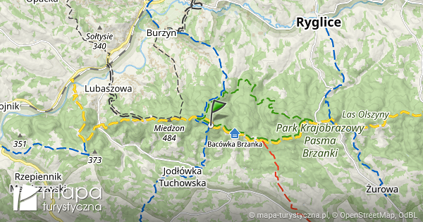 Brzanka - mapa szlaków turystycznych | mapa-turystyczna.pl