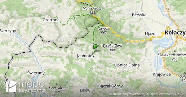 Jabłonica - mapa szlaków turystycznych | mapa-turystyczna.pl