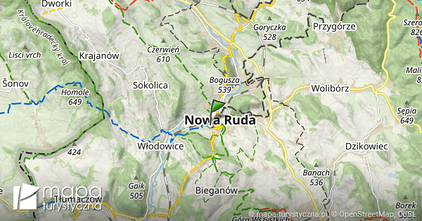 Nowa Ruda, stacja kolejowa - mapa szlaków turystycznych | mapa ...