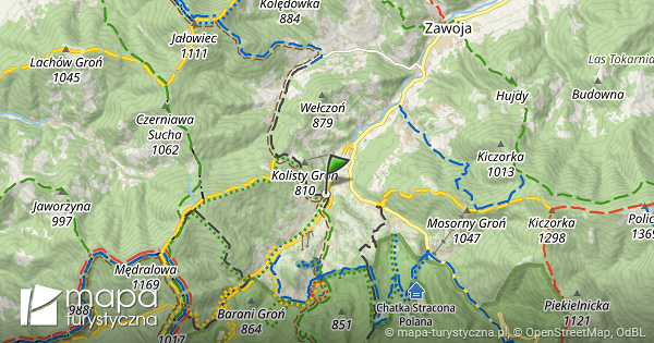 Zawoja, Wilczna - mapa szlaków turystycznych | mapa-turystyczna.pl